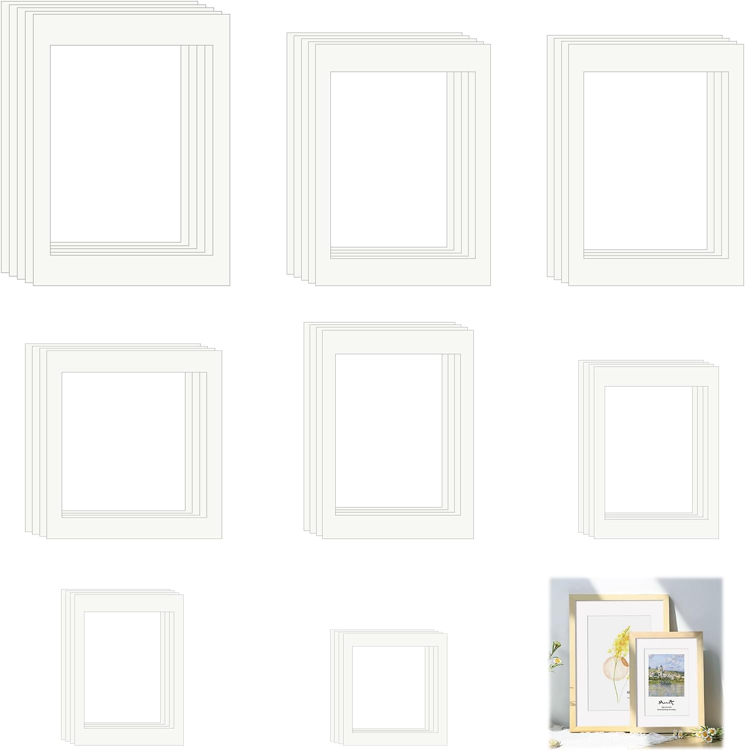 Picture Mounts, 10pcs Photo Mounts for Frames 8 X 8 Off White Square ...