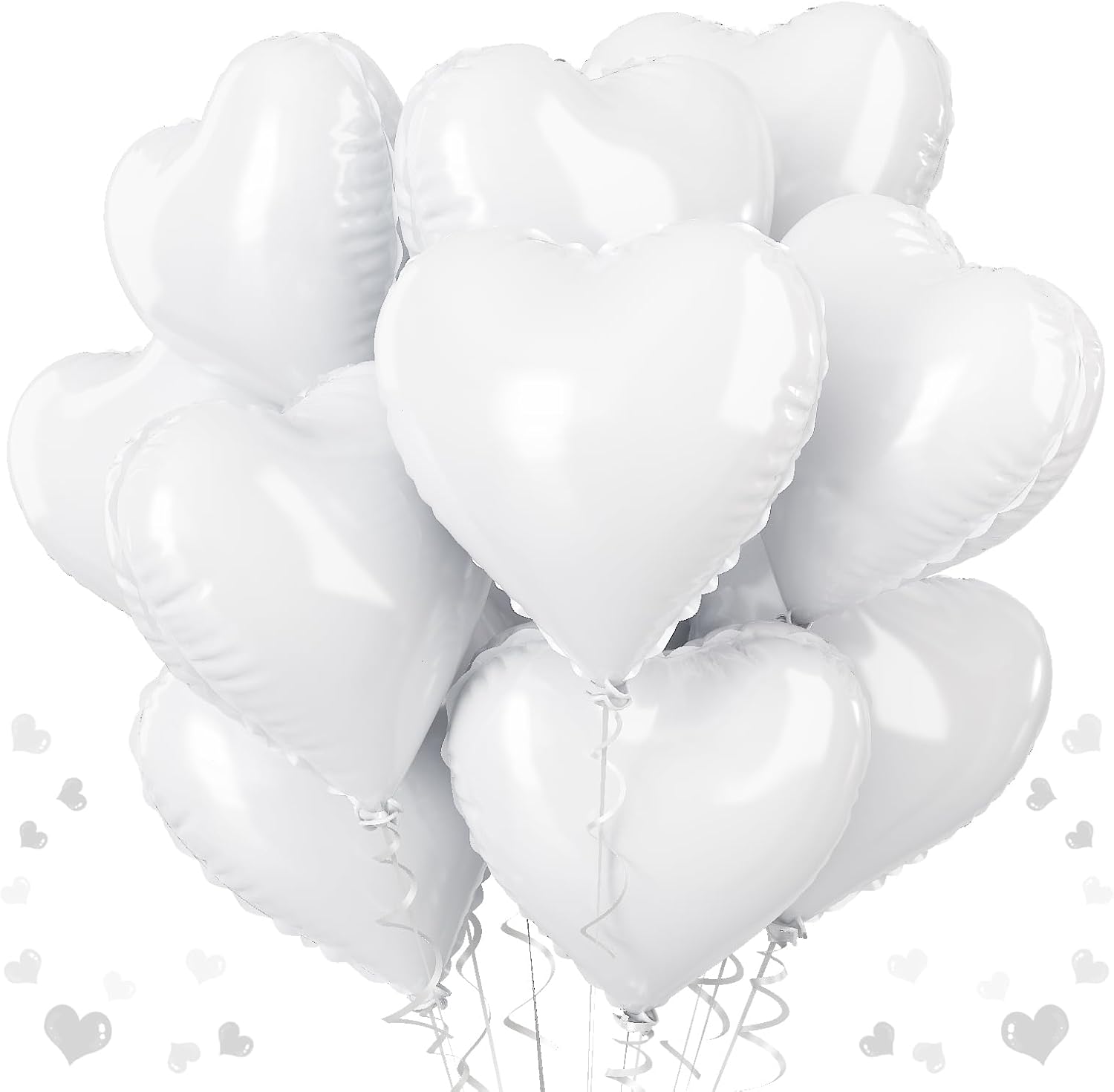 Amazon.com: White Heart Foil Balloons, 18 Inch White Heart Shape Foil ...
