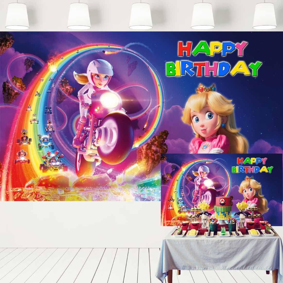 Amazon.com : Super Mario Princess Peach Birthday Backdrop for Girls ...