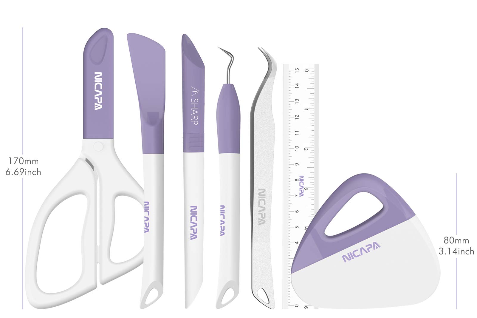 Nicapa Basic Tool Set Craft Weeding Vinyl Cardstock Crafting Tools Kit ...