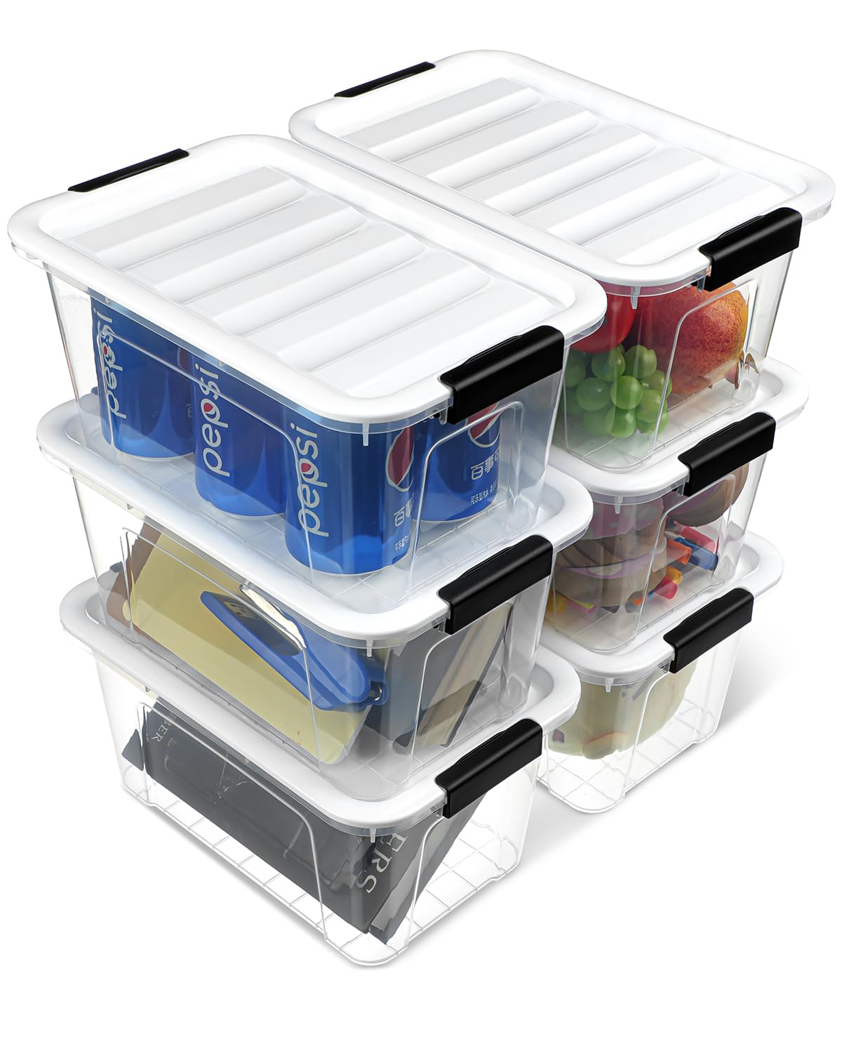 Amazon.com - EOENVIVS 6 Pack Plastic Storage Bins with Lids, 7 Quart ...