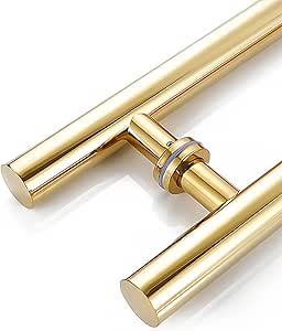 SUCHETA Modern Double Side Push Bar Door Handles,Round Style Gate ...