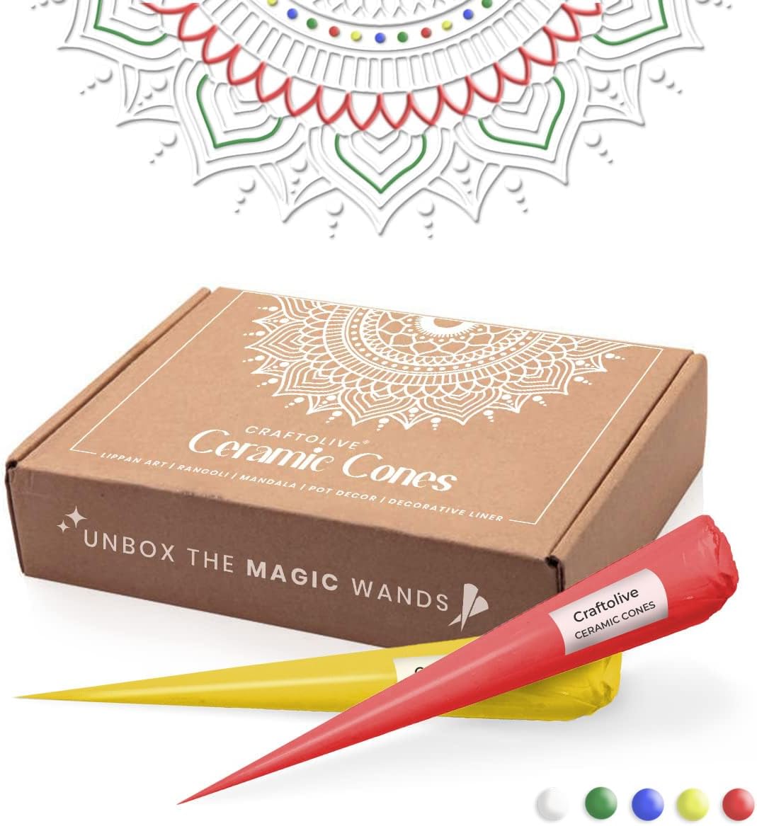 Craftolive White Ceramic Cones (Liquid Paste) for Arts & Crafts, Lippan ...