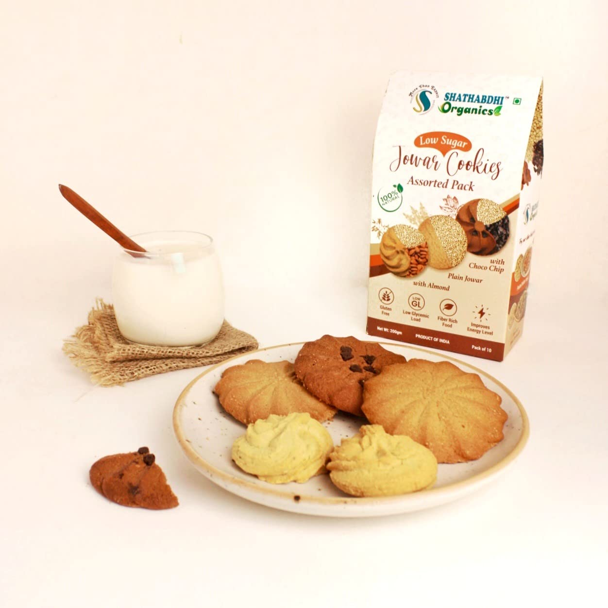 Shathabdhi Organics Jowar Cookie Assorted Pack (Plain, Choco Chip ...