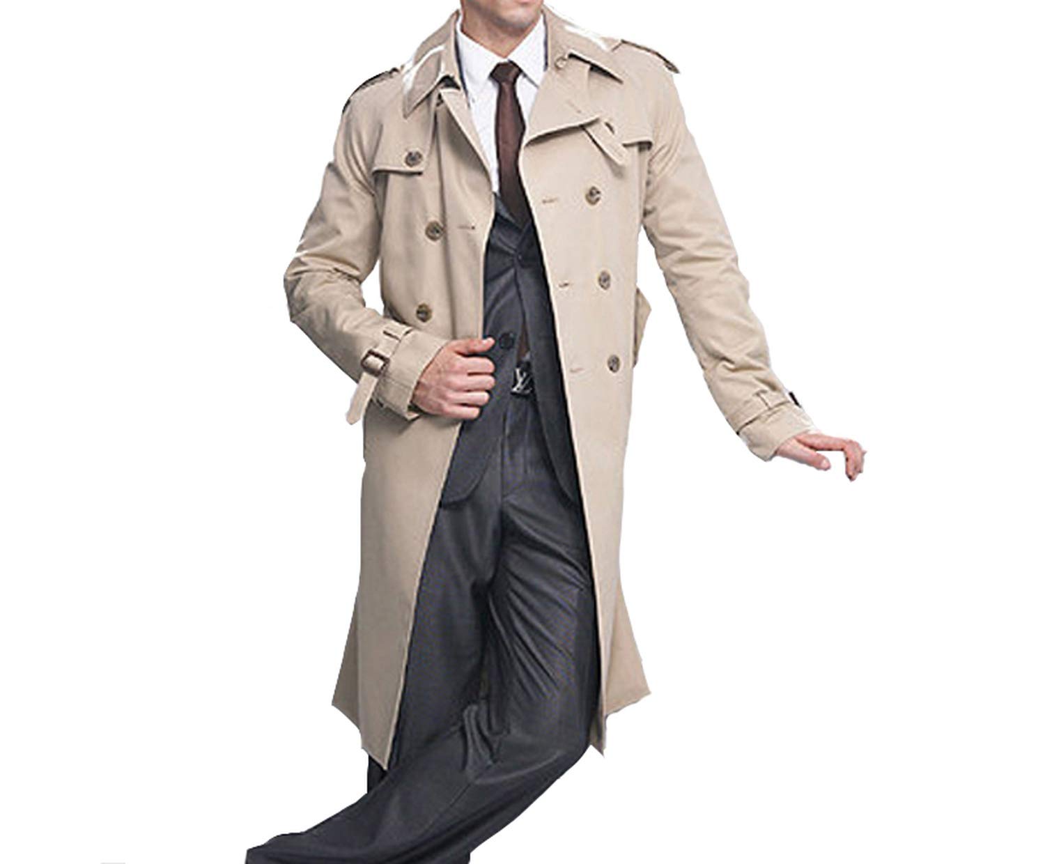 Buy Trench Coat Men Classic Double ed Mens Long Coat Mens Clothing Long ...