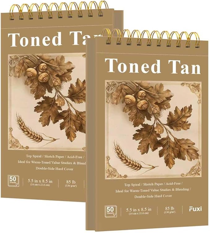 Amazon.com: Fuxi Toned Tan Sketchbook, 2-Pack - 5.5" x 8.5" | 85lb ...