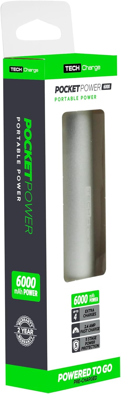 Tech Charge Portable Pre Charged Power Bank 6000 mAh, for Smartphones ...