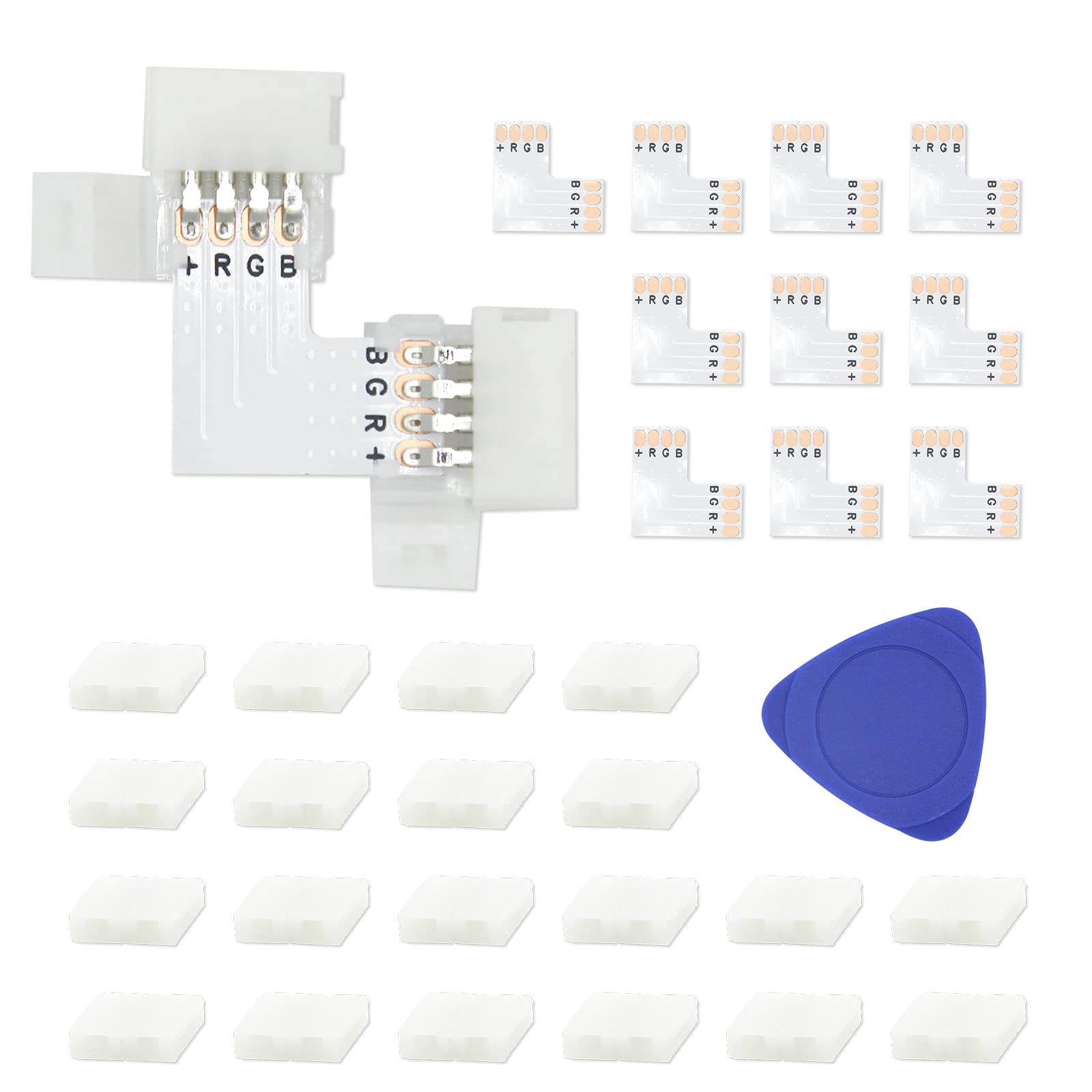 Snapklik.com : Led Strip Connector Kit For 2835 8mm 4 Pin, 10 Pcs L ...