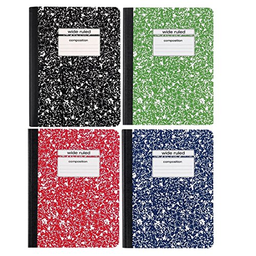 Staples Wide Ruled Composition Books 4 Pack Blue Red Green Black 100 ...