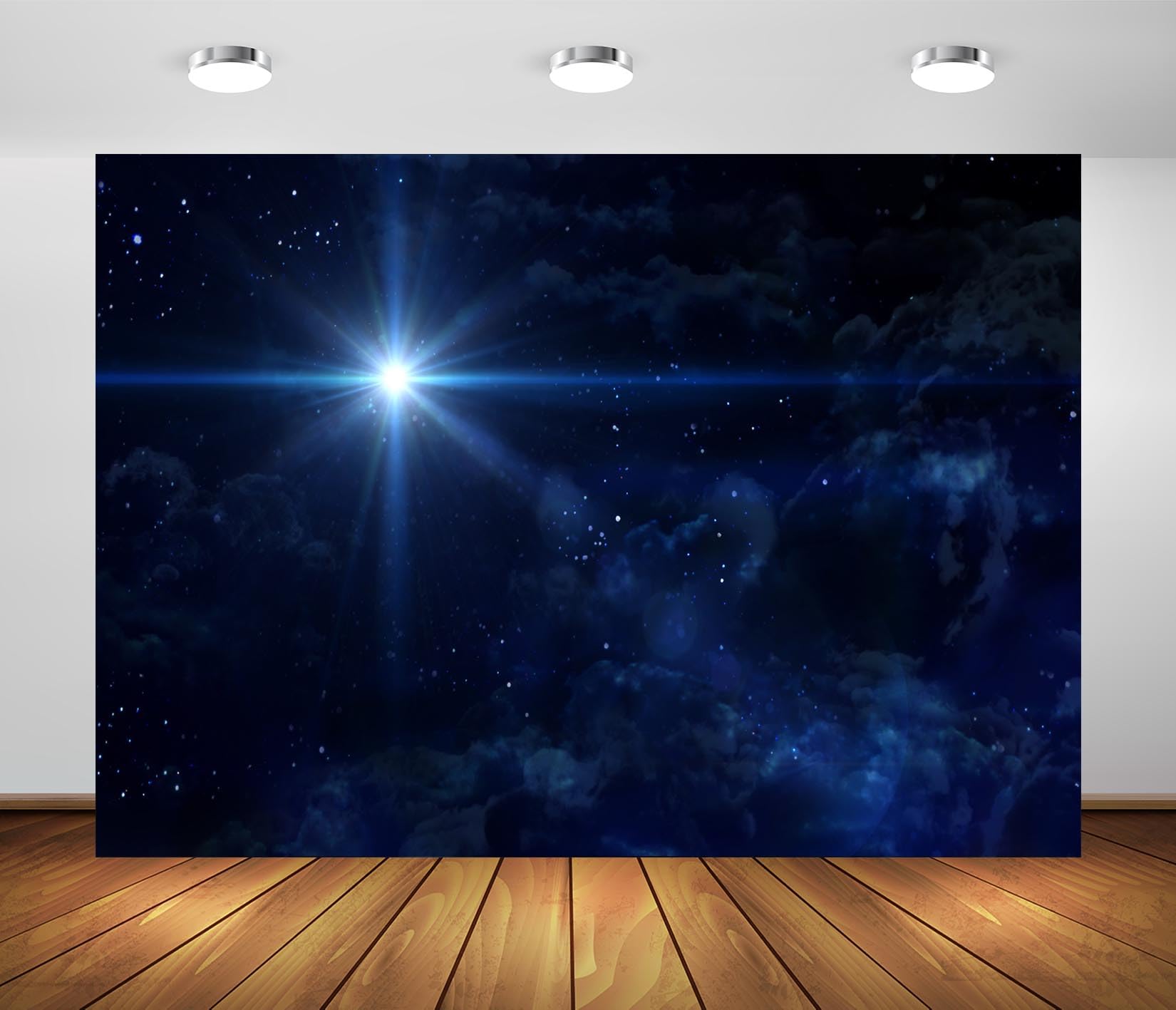 Amazon.com : BELECO 5x3ft Fabric Star Night Backdrop Holy Christmas ...