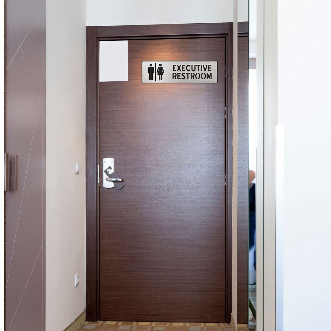CVANU Silver Acrylic EXECUTIVE RESTROOM Self-Adhesive Sign Board for ...