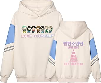 Amazon.com: Dolpind Women Love Yourself Hoodie Jungkook Suga Jimin V Rap Jhope Jin Hoodie Merch ...