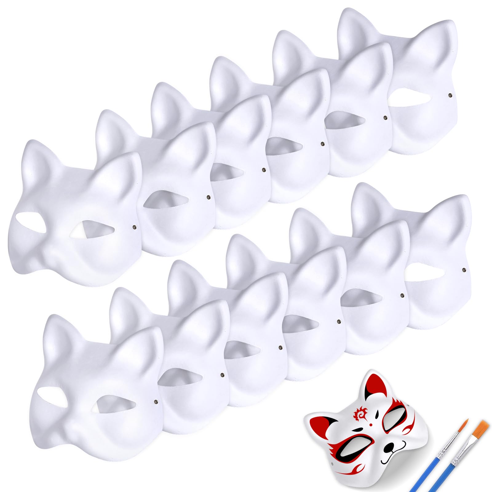 Amazon.com: AMDBHC 12 Pcs Cat Mask Therian Masks White Paper Cat Masks ...
