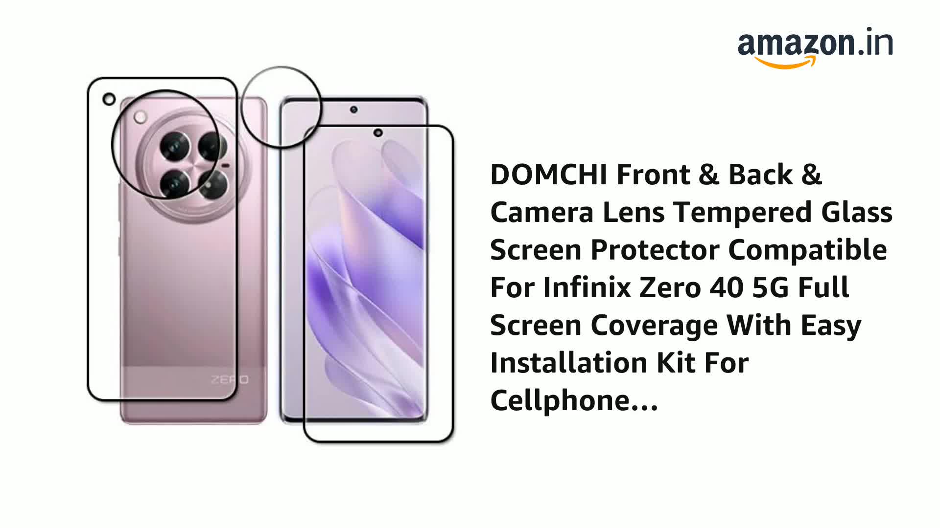 Watch DOMCHI Front & Back & Camera Lens Tempered Glass Screen Protector ...