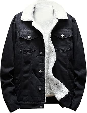 PETCDIM Mens Big and Tall Sherpa Fleece Lined Denim Jacket Winter Warm ...