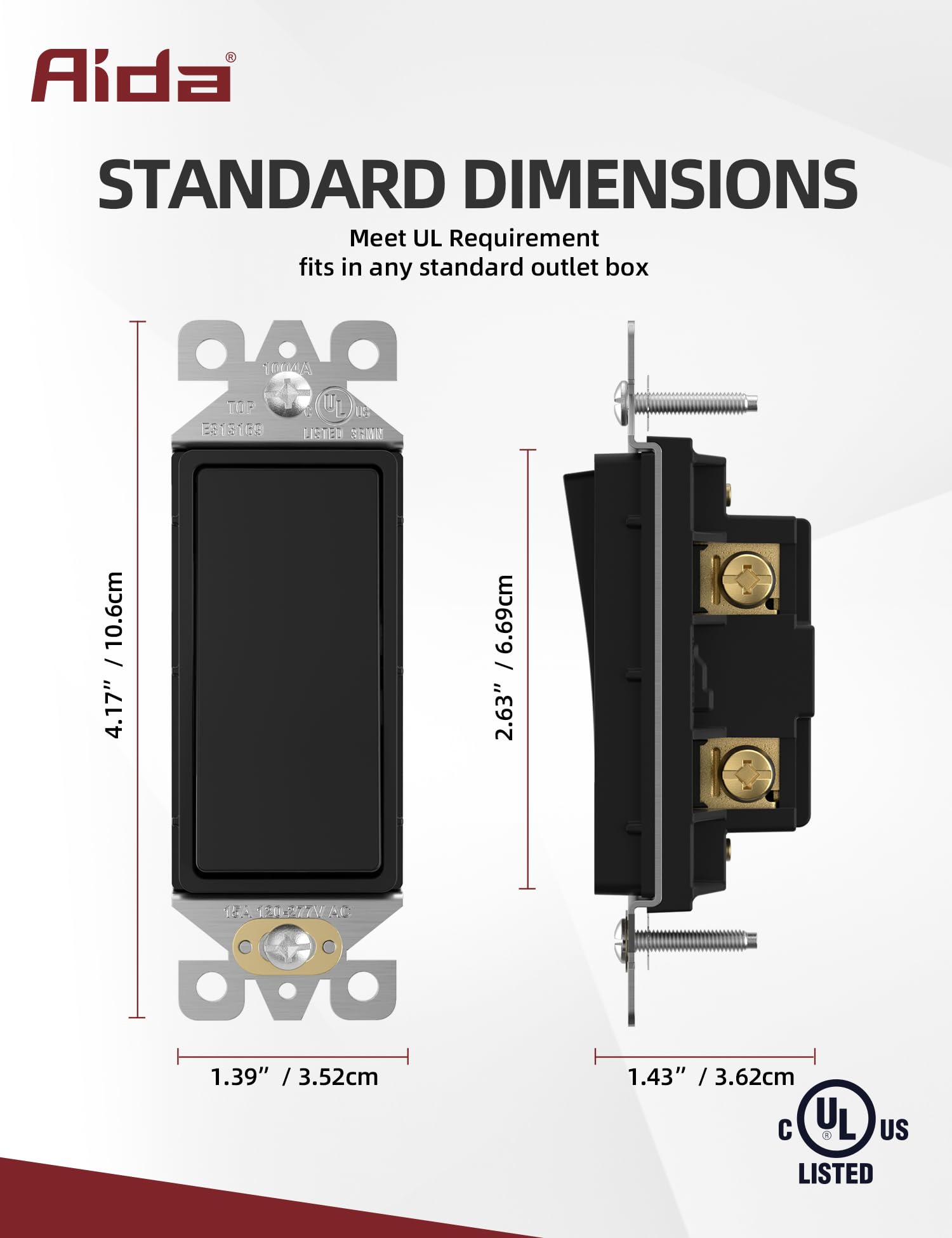 Snapklik.com : AIDA Single Pole Rocker Decorator Light Switch, 15 Amp ...