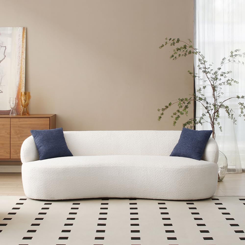 Amazon.com: Pemberly Row Modern Luxury Style Boucle Fabric Curvy Sofa ...