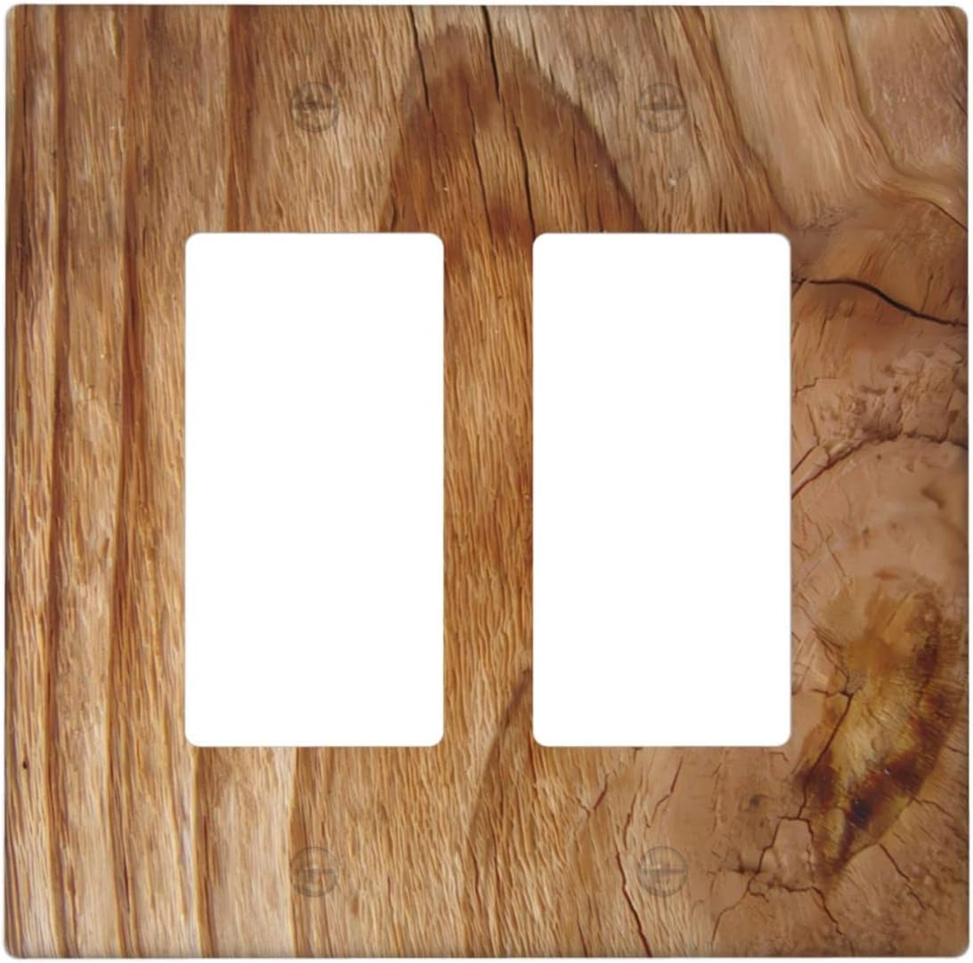 Farmhouse Wood Print Double Rocker Light Switch Cover Decorative Rustic ...