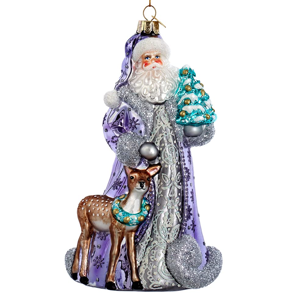 Amazon.com: Kurt S. Adler 7” Bellissimo Periwinkle Santa with Deer and ...