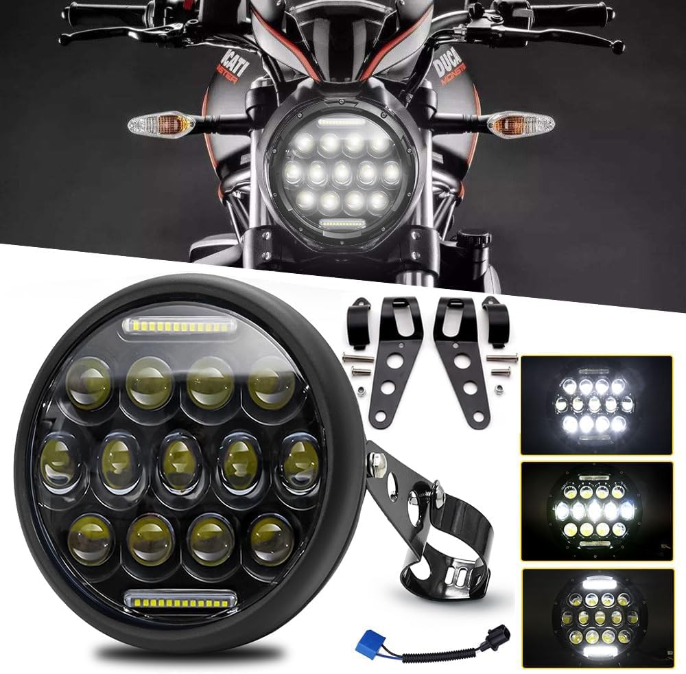 Faros De Motocicleta Led De 7 Pulgadas,con carcasa de montaje, Faros ...