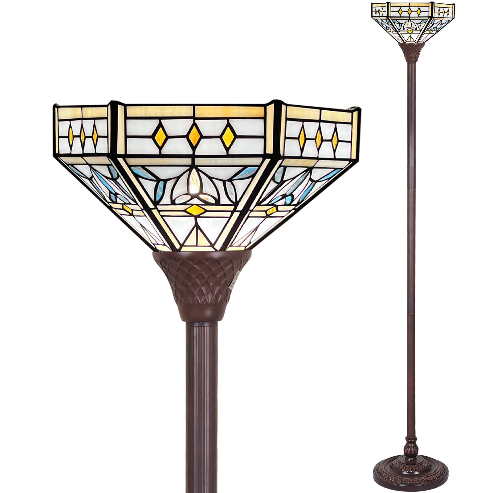 Capulina Tiffany Torchiere Floor Lamp 70 Inches Tall Industrial Dark ...