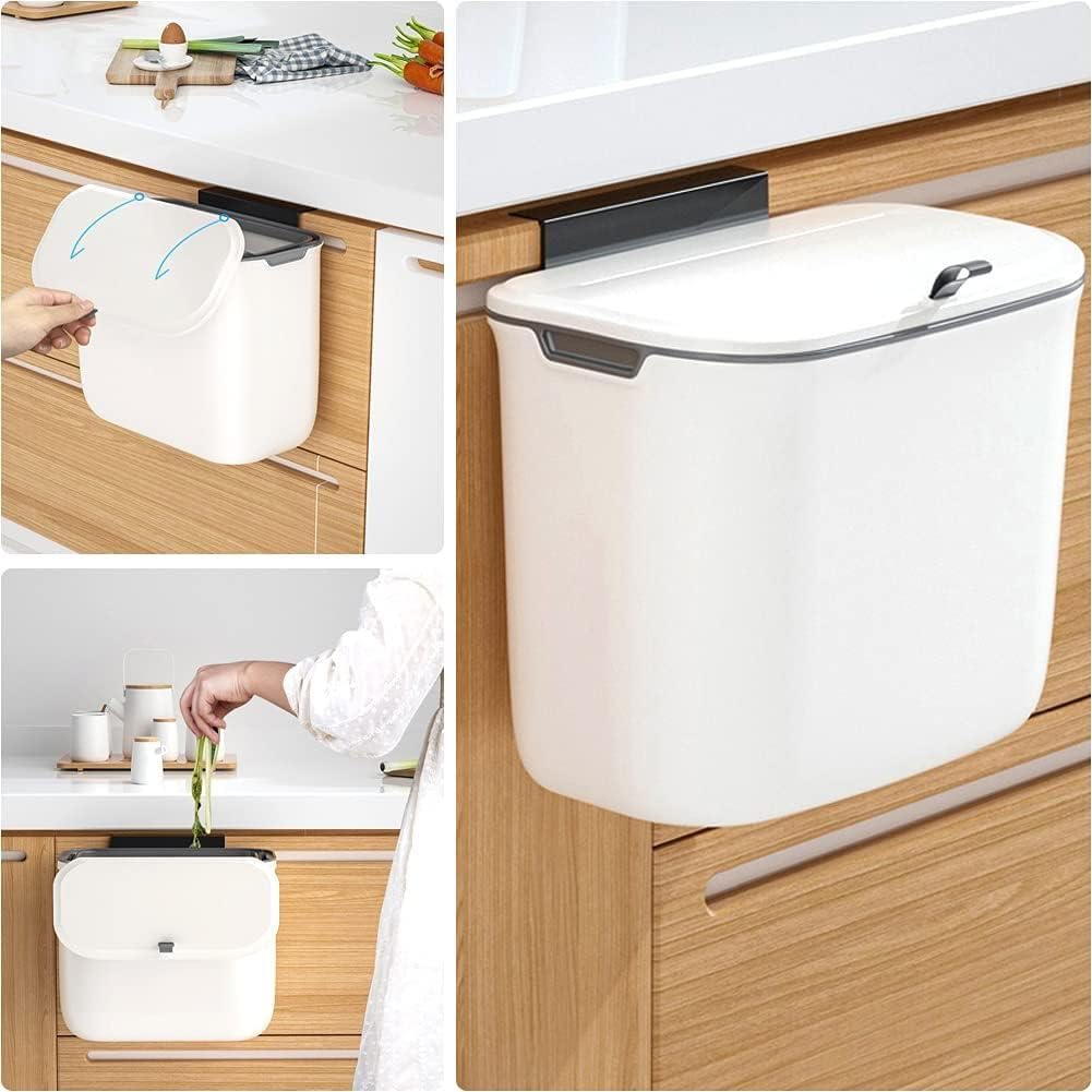 Kitchen Bin,Rubbish Bin Plastic Folding Wall Mounted for Cupboard Door ...