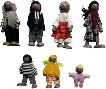 Amazon.co.jp: amleso 7x Wooden Dollhouse Family Set Doll House People ...
