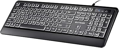 Amazon.com: KOPJIPPOM Large Print Backlit Keyboard, USB Wired Computer ...
