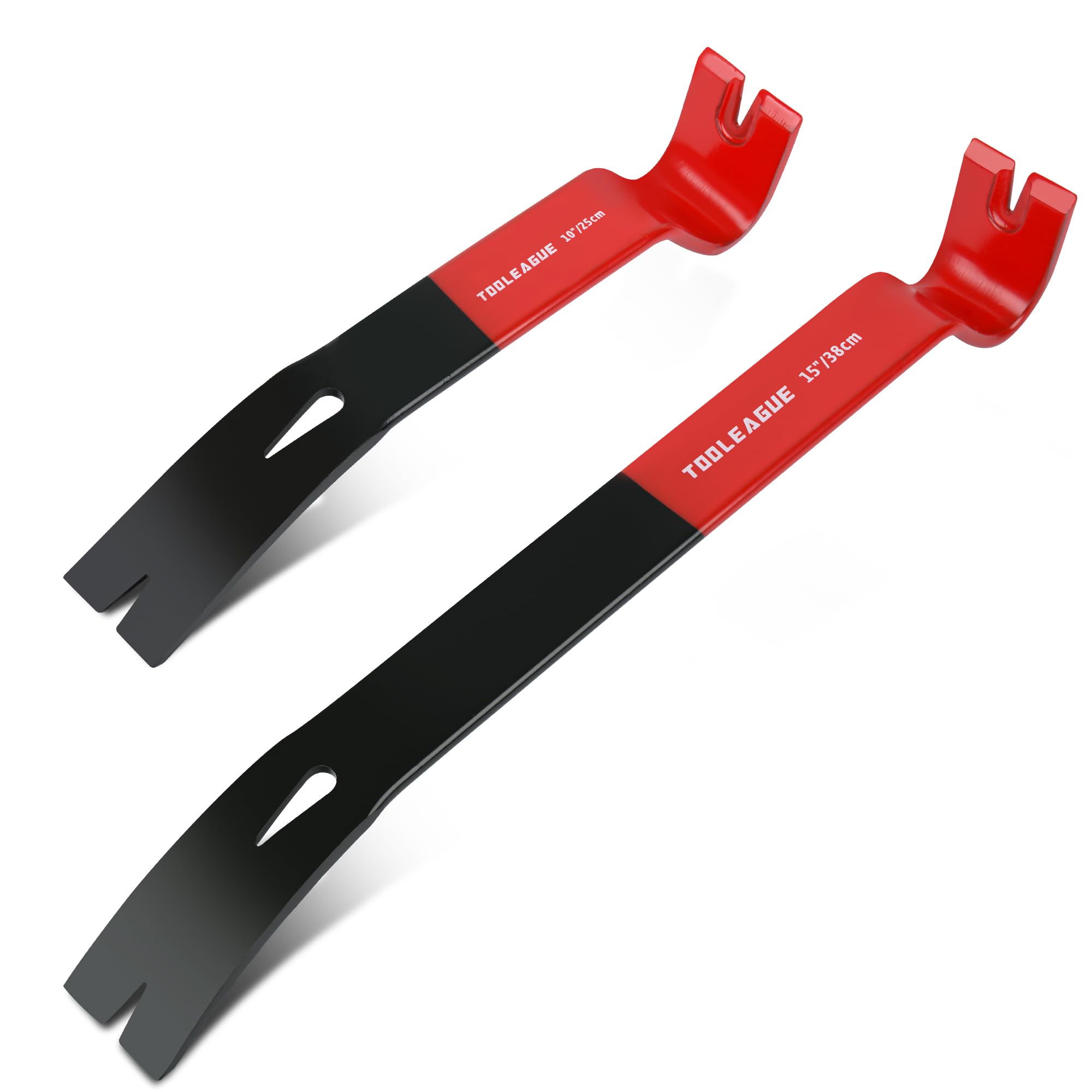 TOOLEAGUE 2Pcs Flat Pry Bar Set,10",15" Crow Bar with Nail Puller ...