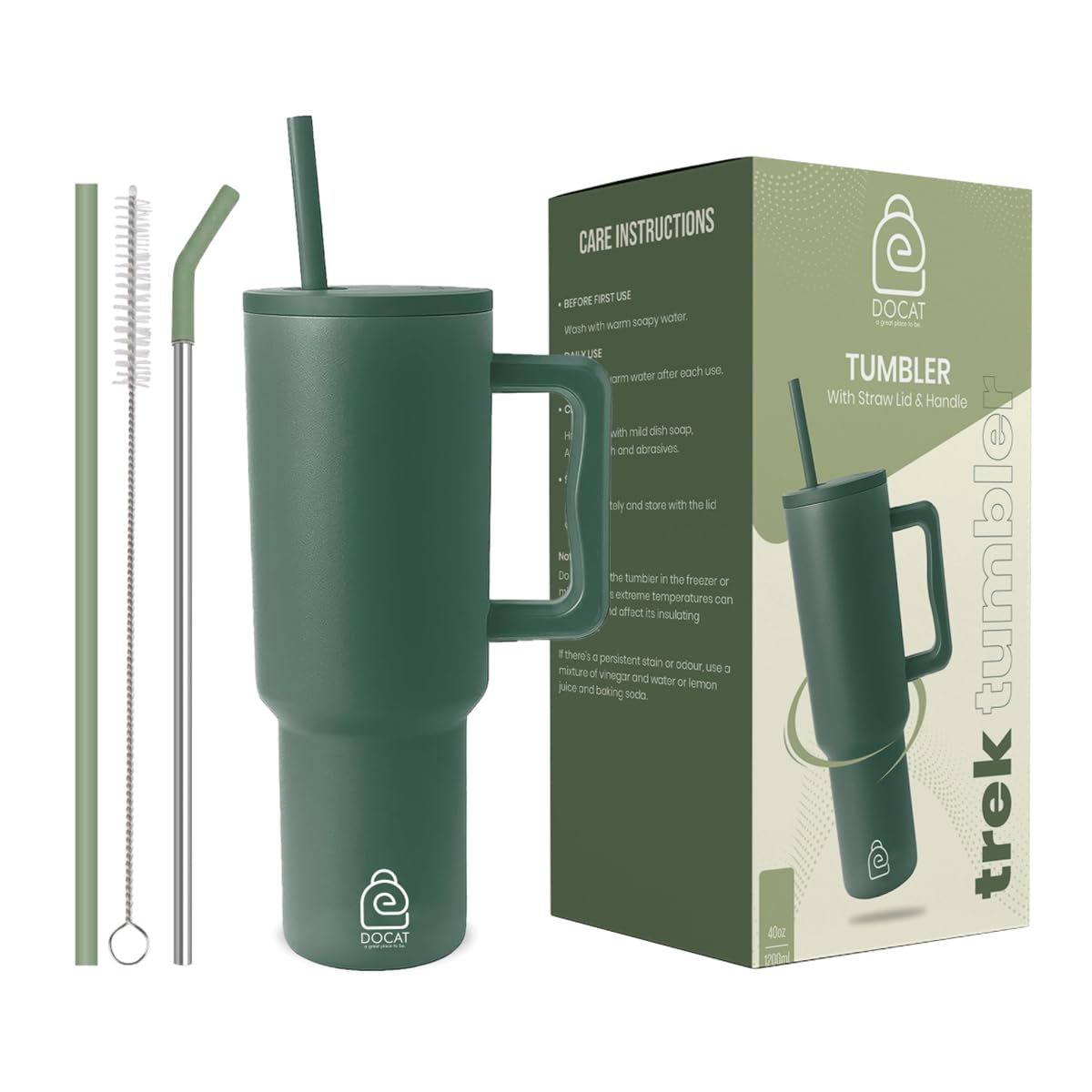 DOCAT 1200ML Stainless Steel Tumbler with Lid and Straw, Hot and Cold ...