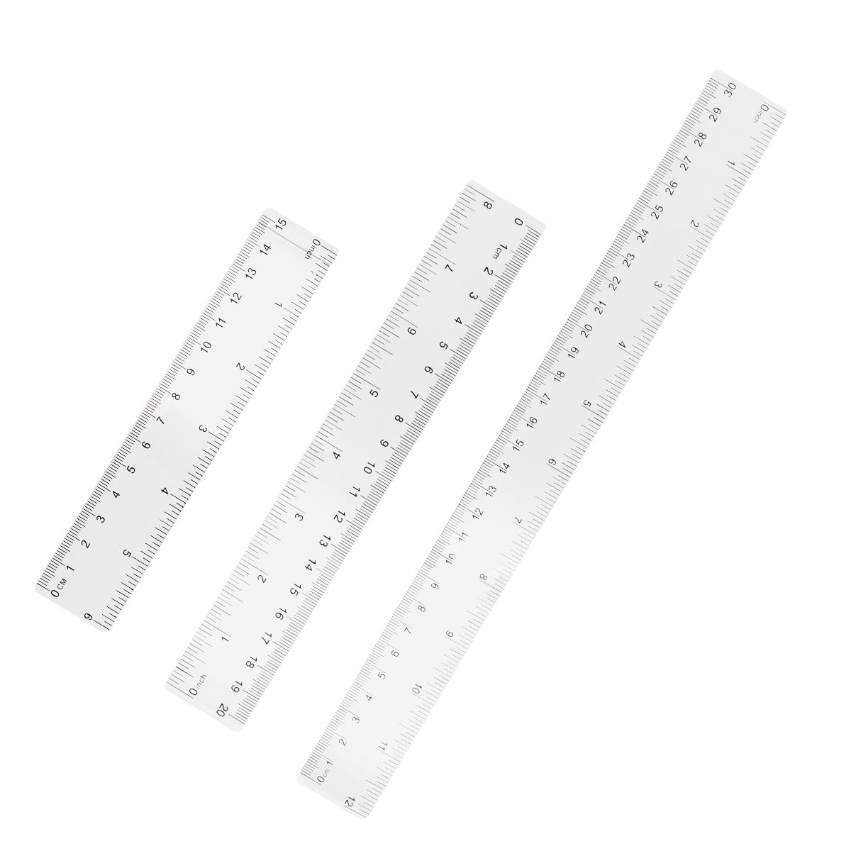 GLADFRESIT 3Pcs Plastic Ruler Set, Transparent Straight Ruler ...