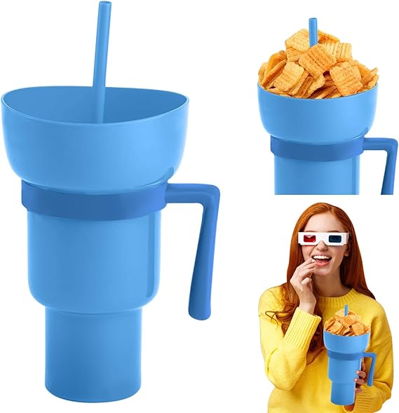 Snewvie Snack Drink Cup | 2 in 1 Cup Bowl Combo with Straw | Stadium ...