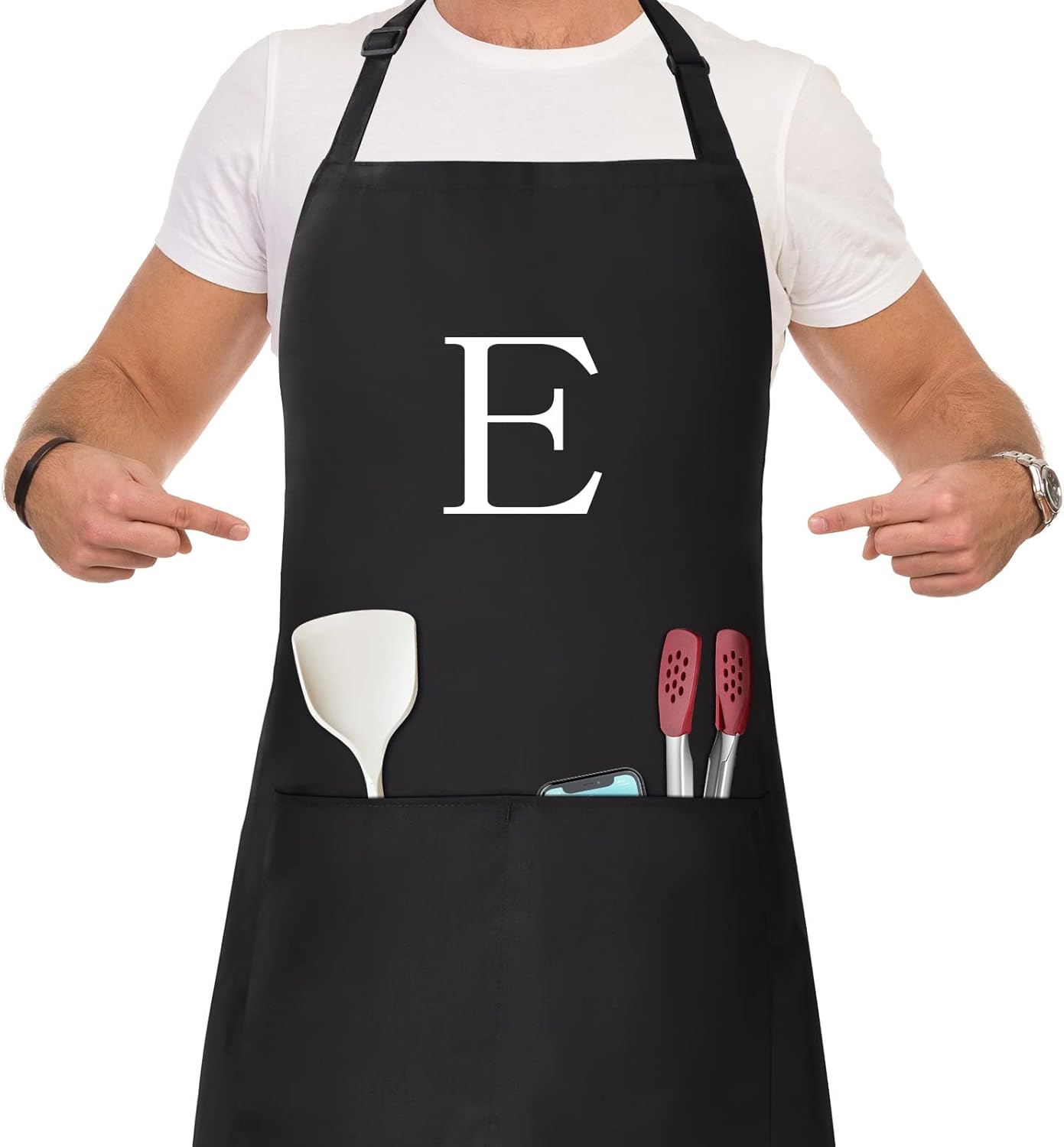 Amazon.com: NOBONDO Personalized Apron with Pockets, Initial Bib Apron ...