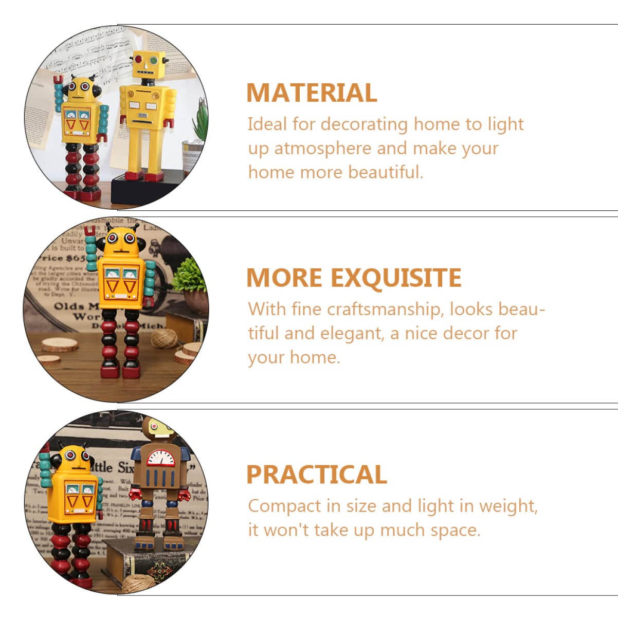 Toyvian Retro Robot Statue Robot Model Resin Robot Statue Desktop Robot ...