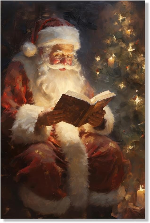 Amazon.com: Vintage Christmas Canvas Wall Art Prints Santa Posters ...