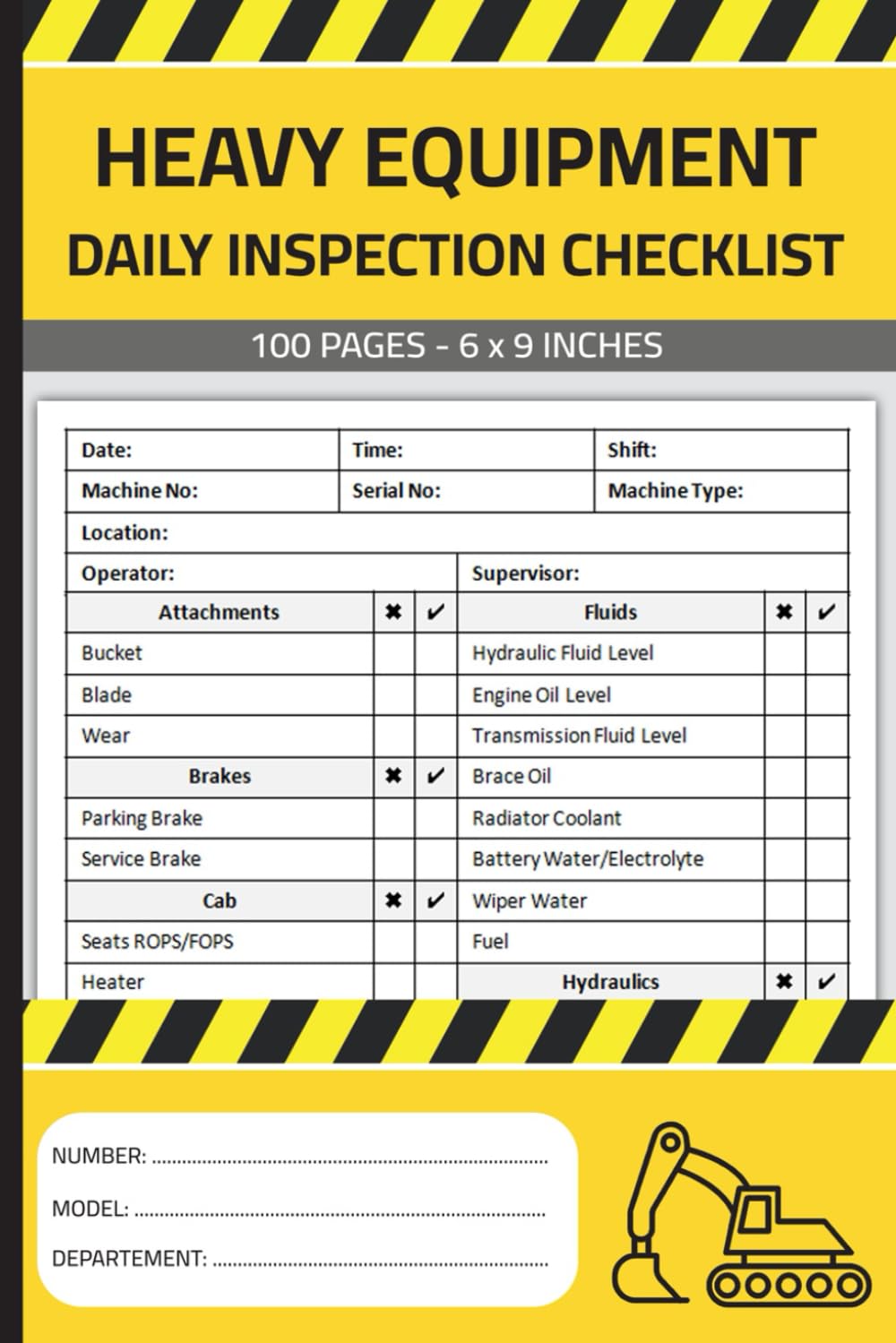 Heavy Equipment Daily Inspection Checklist Log Book: Heavy Equipment ...