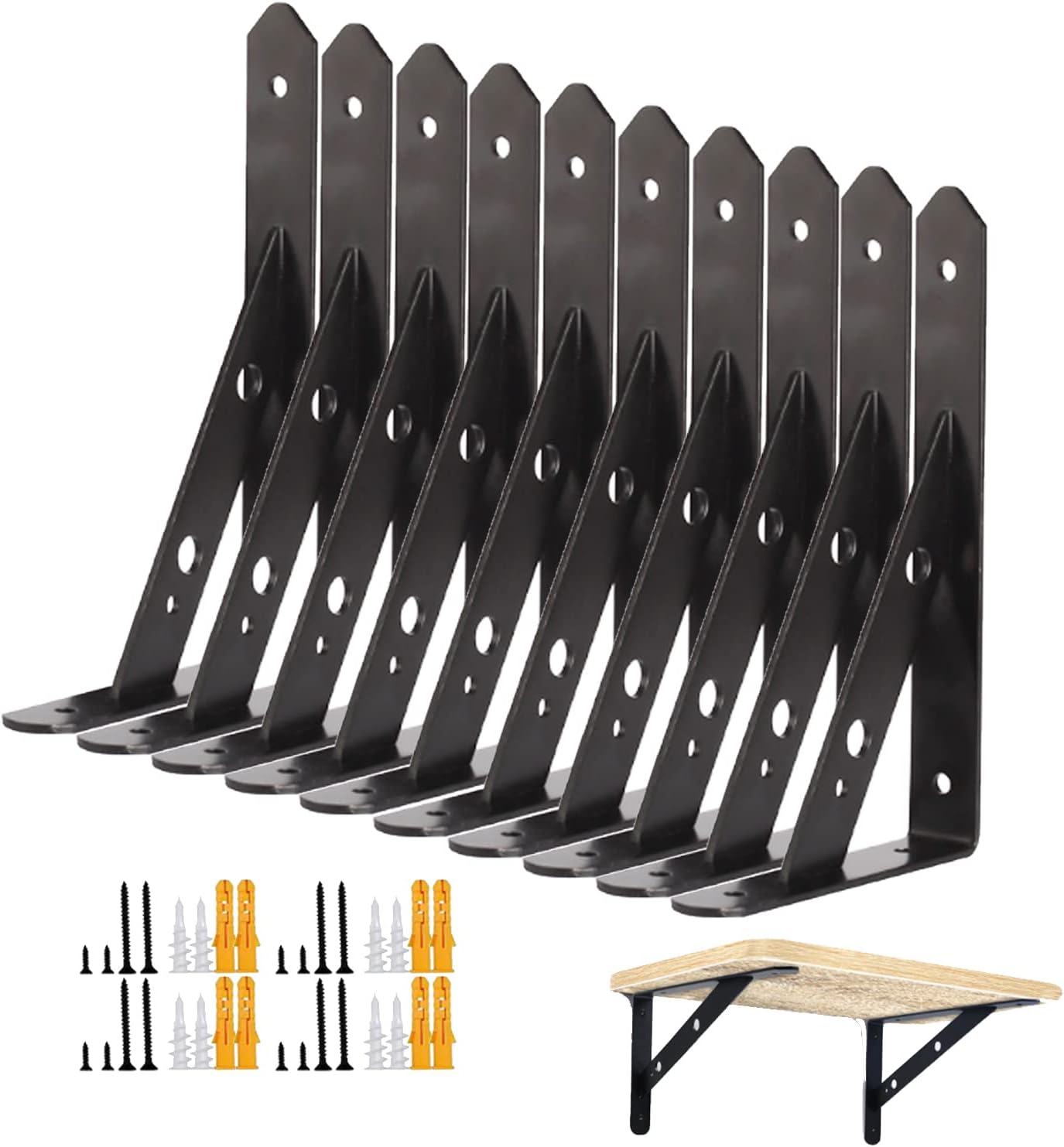 10PCS 10 Inch Heavy Duty Metal Wall Hanging Brackets 90-Degree Triangle ...