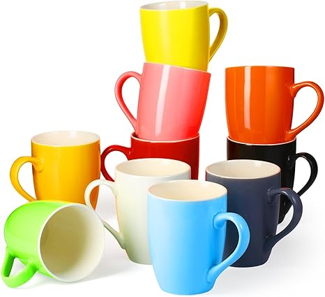 Amazon.com: Nitial 10 Pieces Colored Coffee Mugs Set 12 oz Porcelain ...