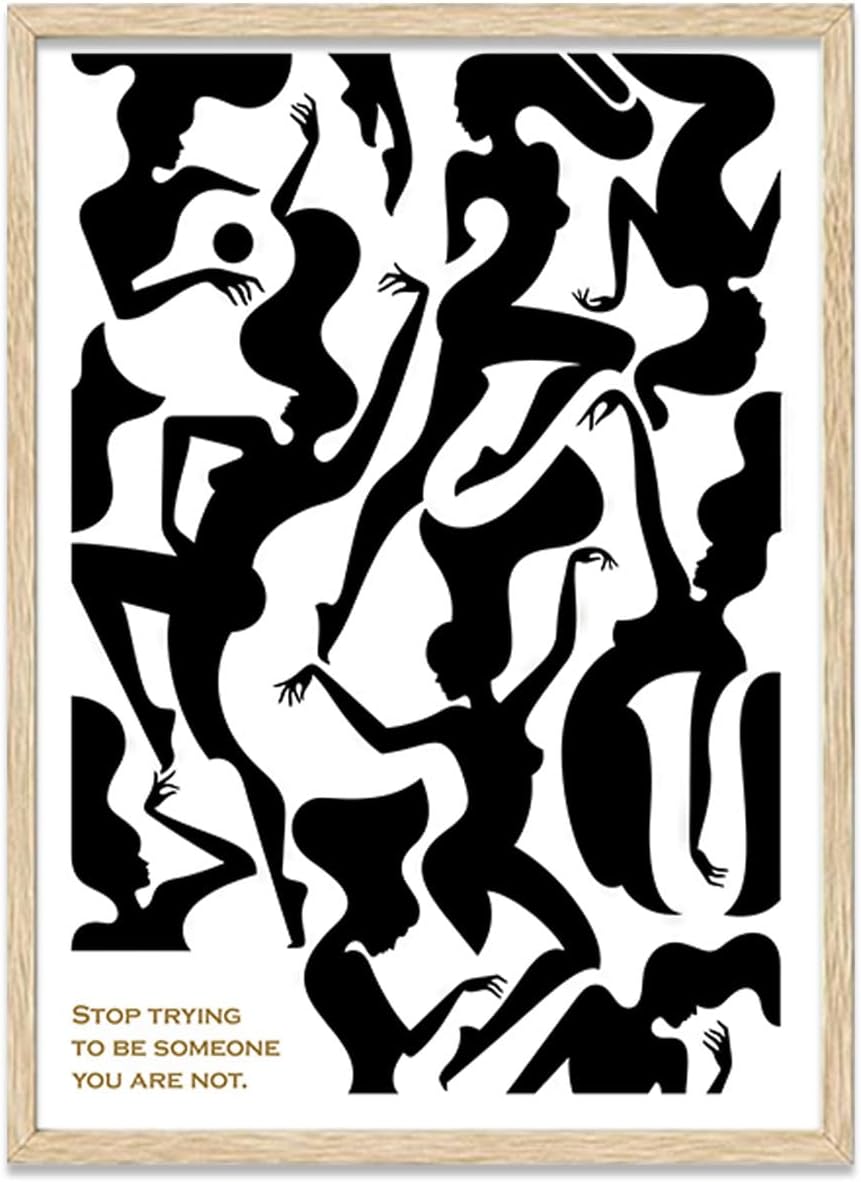 Amazon.com: Abstract lines Modern Black and White Woman Canvas Wall Art ...
