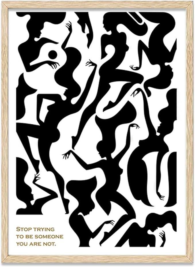 Amazon.com: Abstract lines Modern Black and White Woman Canvas Wall Art ...