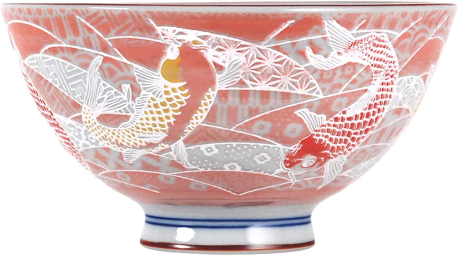 Amazon.com | Japanese Rice Bowl with Red KOI Fish, Durable Microwave ...