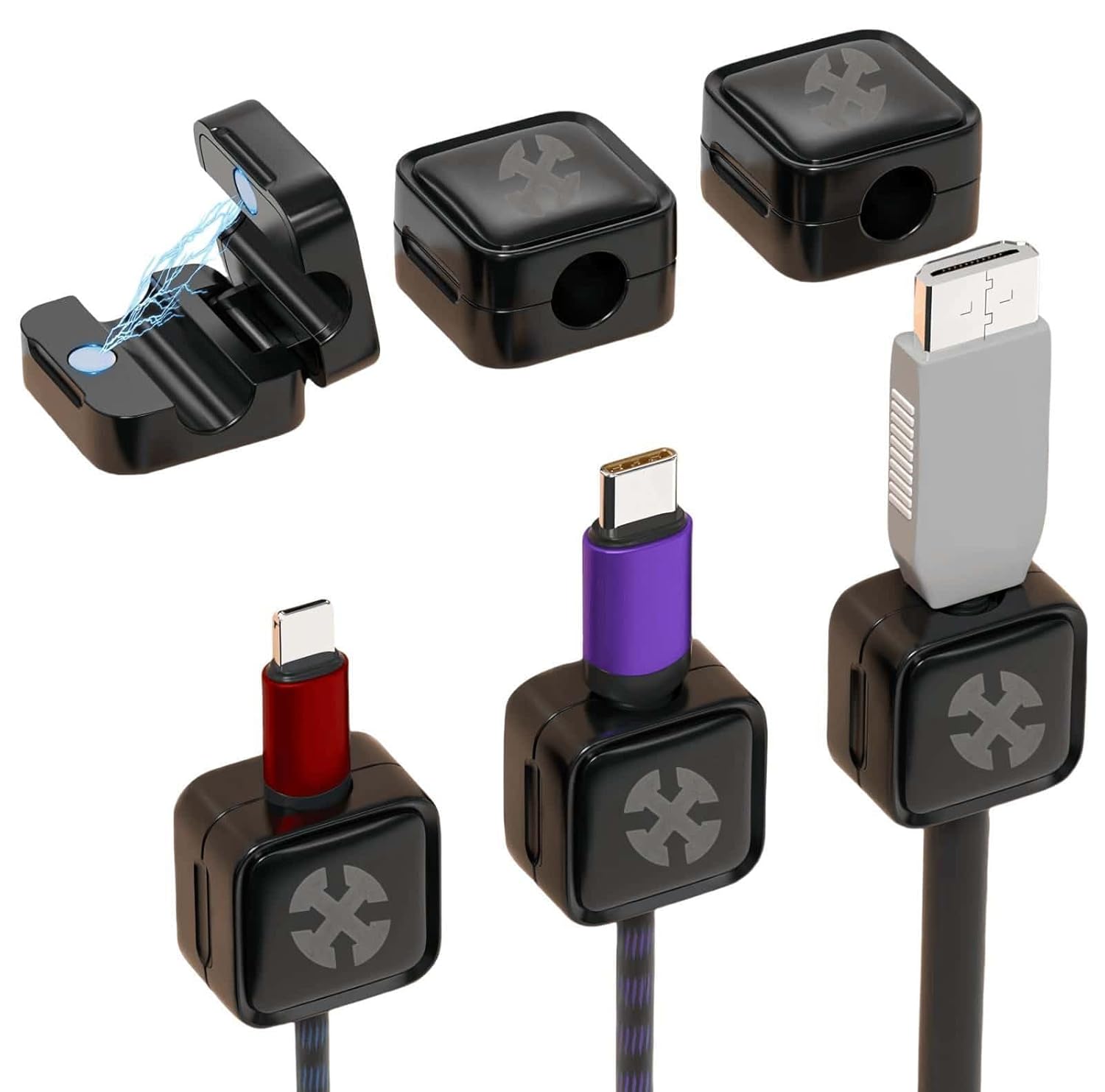 Xfopz 6 Pack Magnetic Cable Clips Cable Smooth Adjustable Cord Holder ...