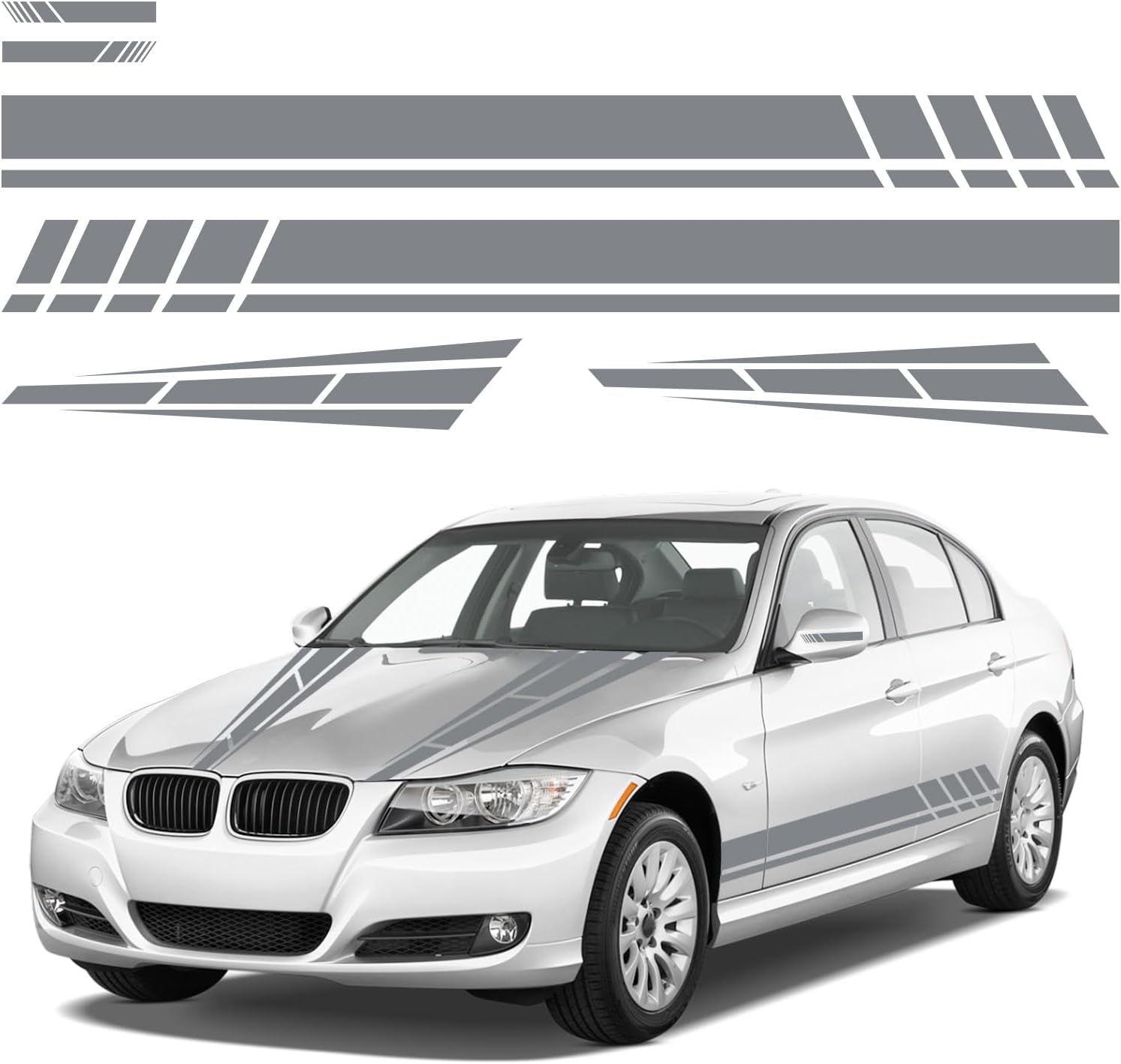 Amazon.com: Dickno 6PCS Car Hood Stripe Sticker, Vinyl Auto Body Side ...