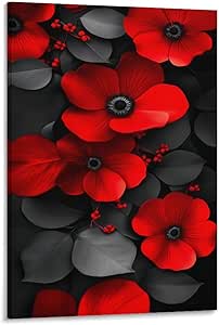 RIAVBAODG Poppy Flowers Wall Decor Poster Red Color Flowers Canvas ...