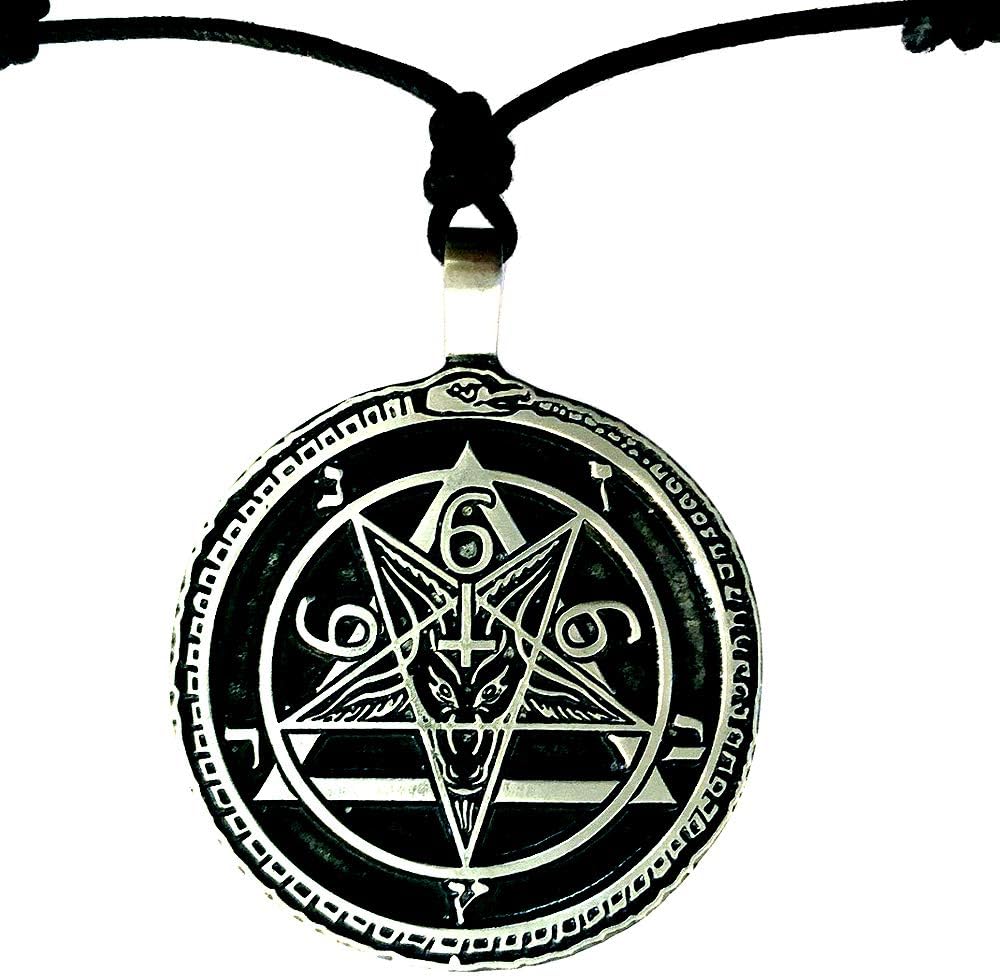 Ohdeal4U Ouroboros 666 Sigil of Baphomet sabbatic Goat Silver Pewter ...