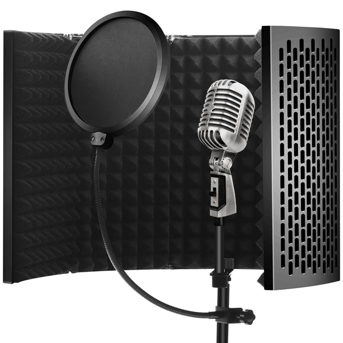 TECHBLAZE 5-Panel Microphone Reflection Filter with Pop Filter – High ...