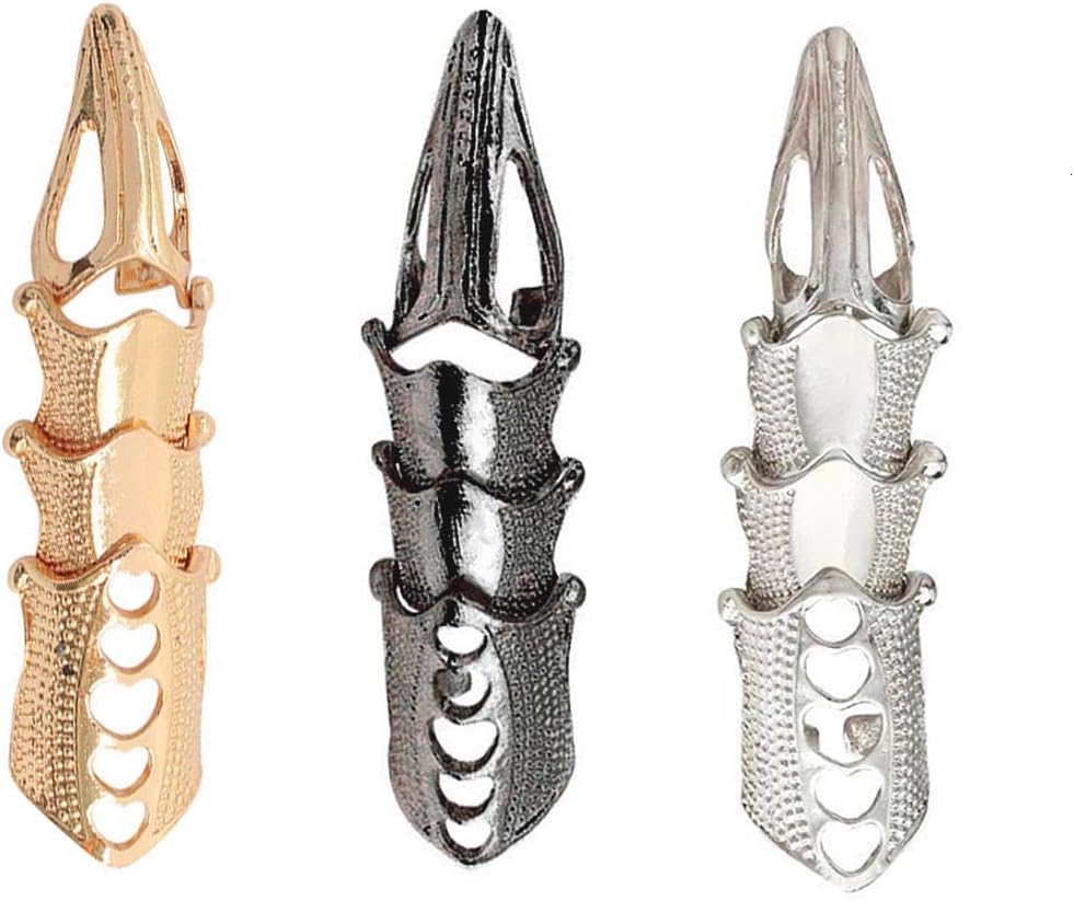 Cubahop Gothic 3 Piece Knuckle Ring Punk Armor Articulated Joint Open ...