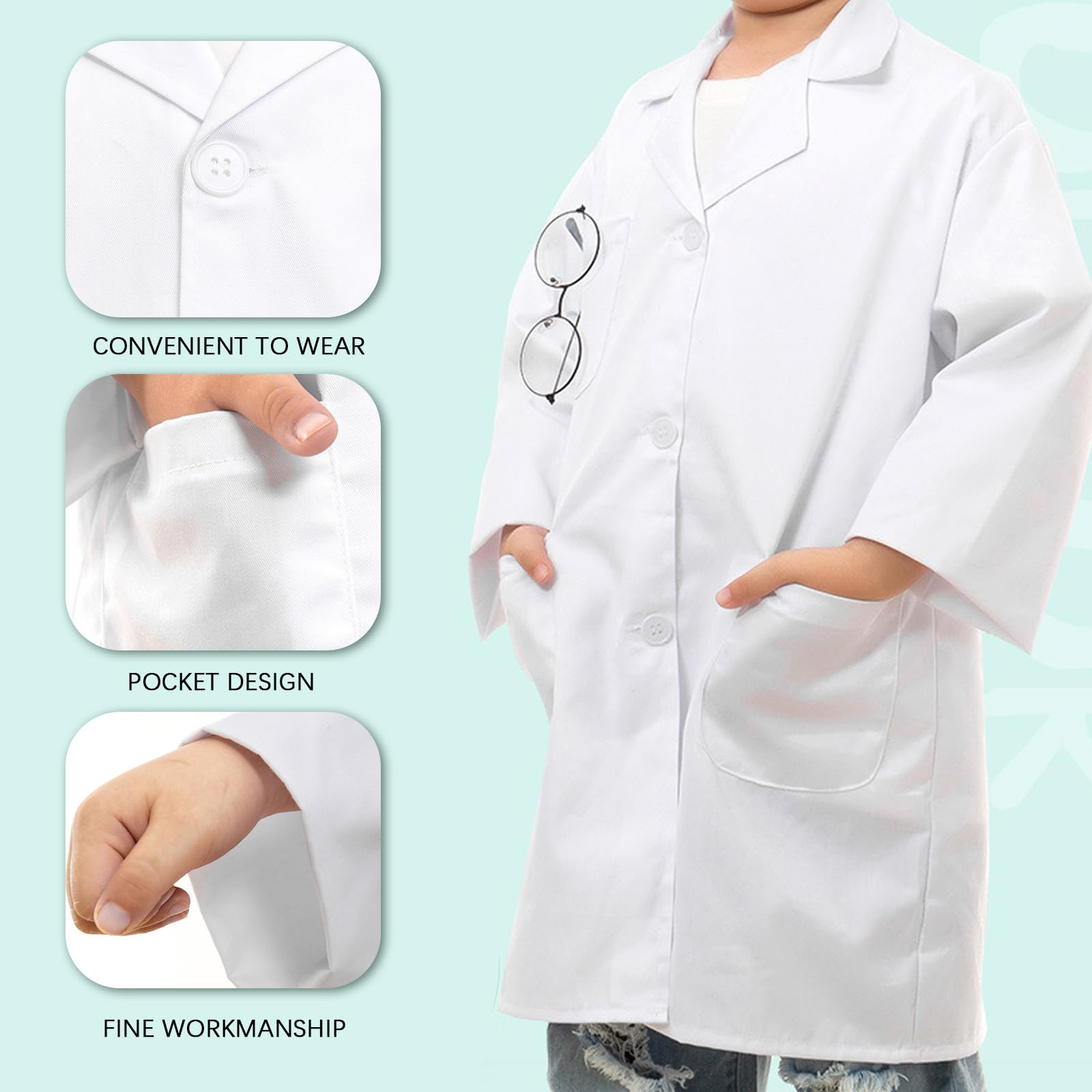 FUIPVGI 2 Pcs Kids Scientist Costume Scientist Doctor Fancy Dress, Kids ...