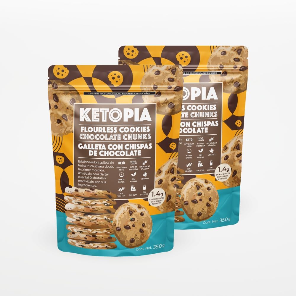 KETOPIA Flourless Chocolate Chunk Cookies 350g c/u l 2 Pack Galletas ...