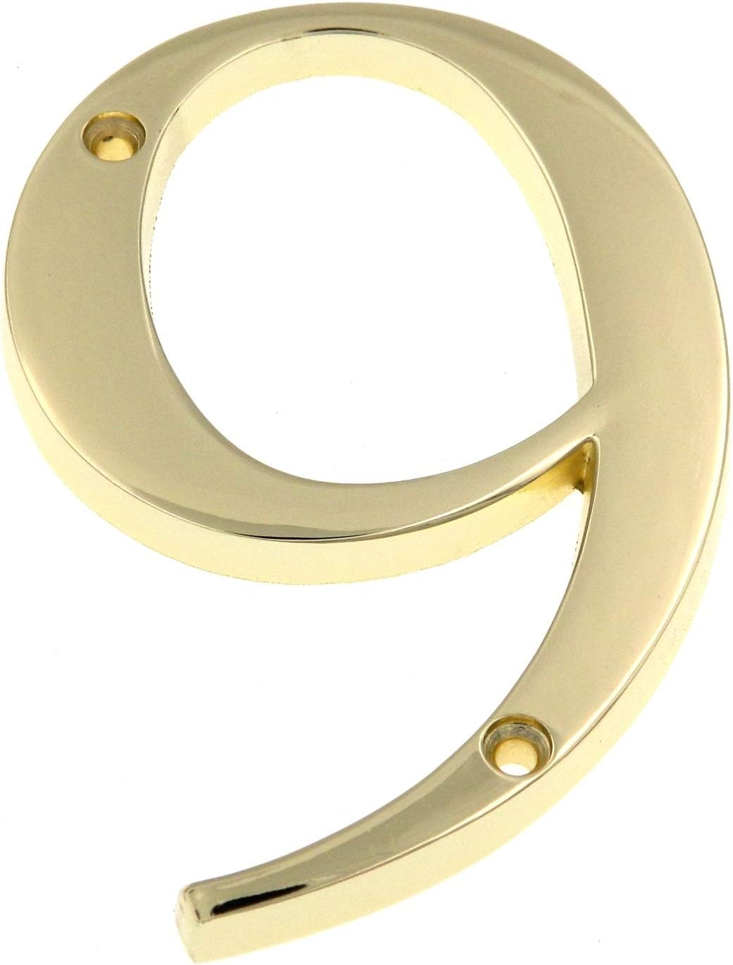 Amazon.com: 5" Polished Brass House Address Number #9, Flush Mount ...